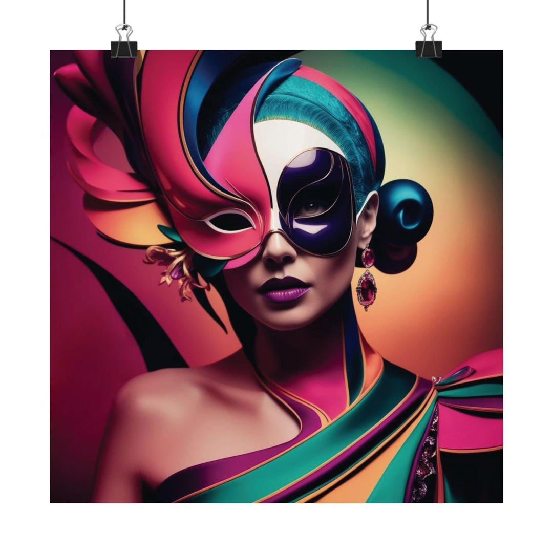 Colorful Mask Art Matte Vertical Posters, Vibrant Home Decor, Unique ...