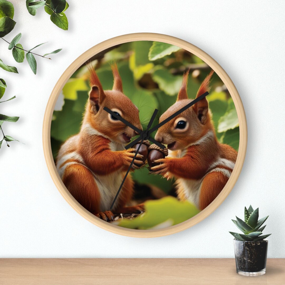 Charming Squirrel Wall Clock - Adorable Animal Decor for Nature Lovers, Perfect for Kids' Room ...