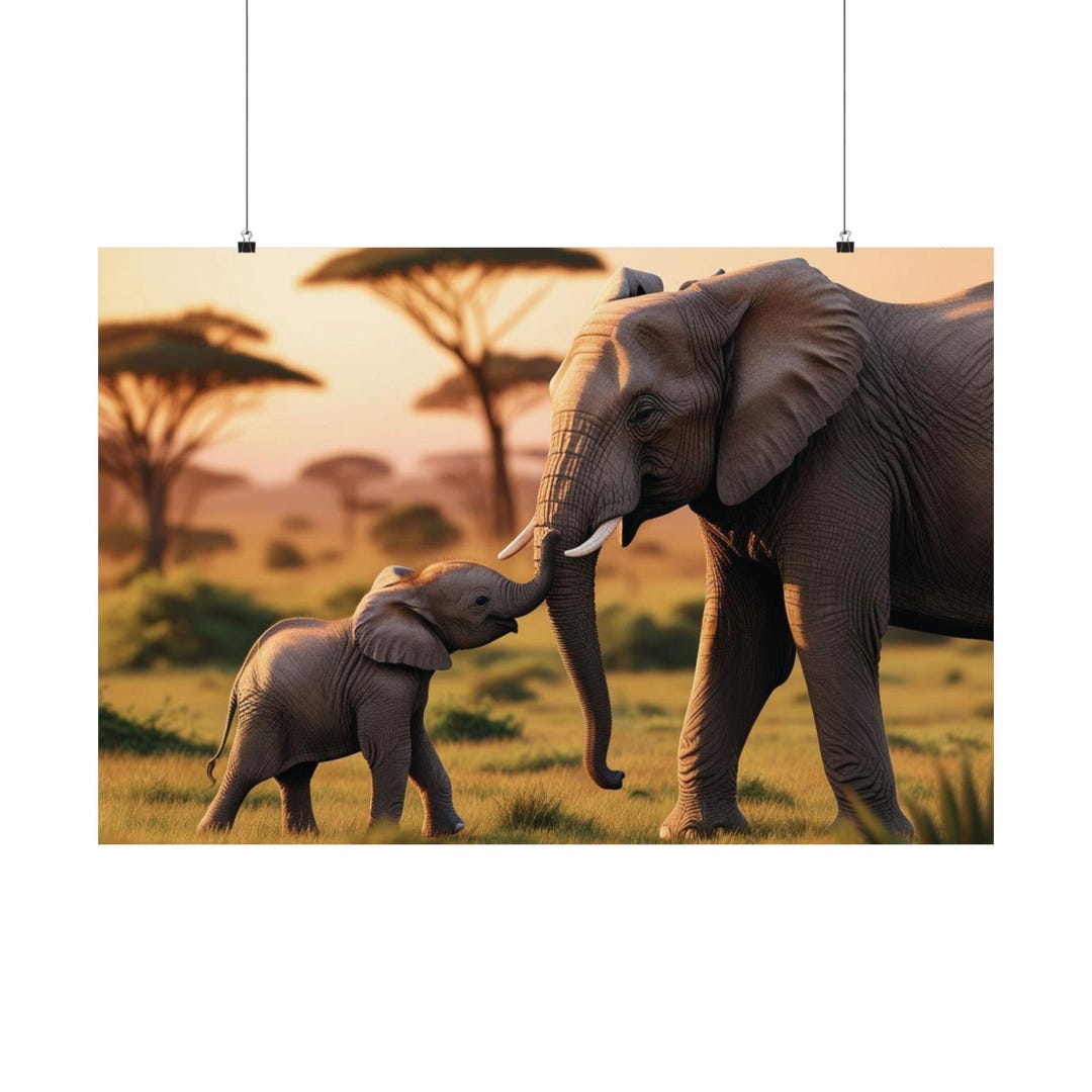 Elegant Elephant Family Poster 36" X 24" | Elegant Wall Art, Animal ...