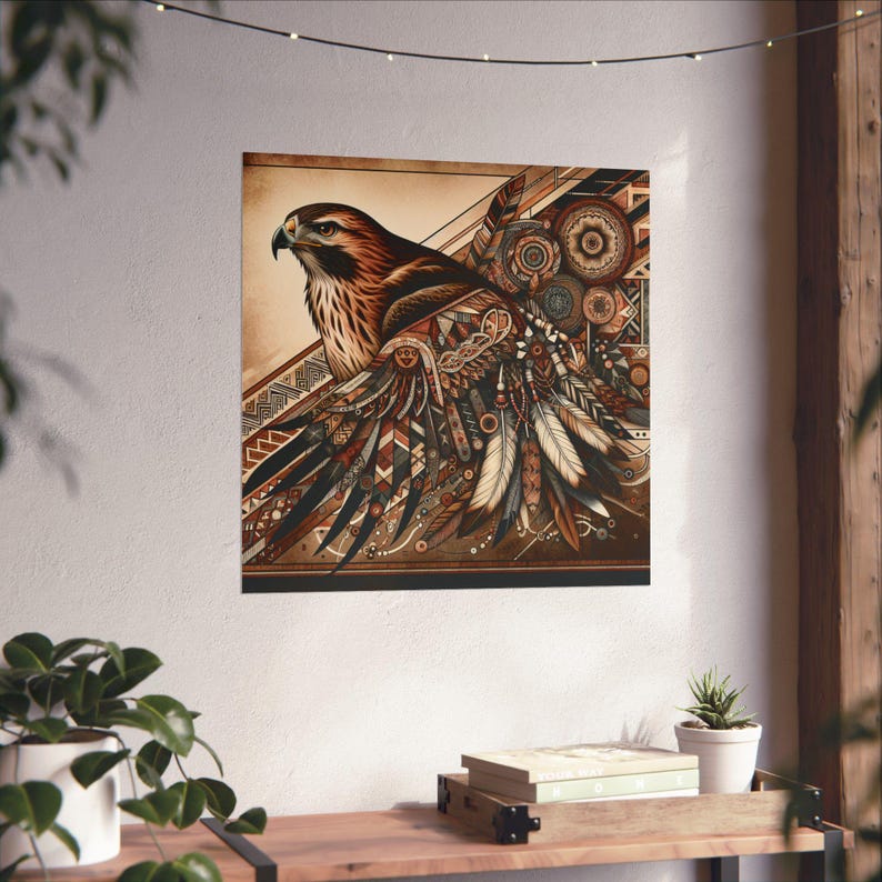 Artistic Boho Eagle Poster, Wildlife Wall Art, Tribal Decor, Eagle ...