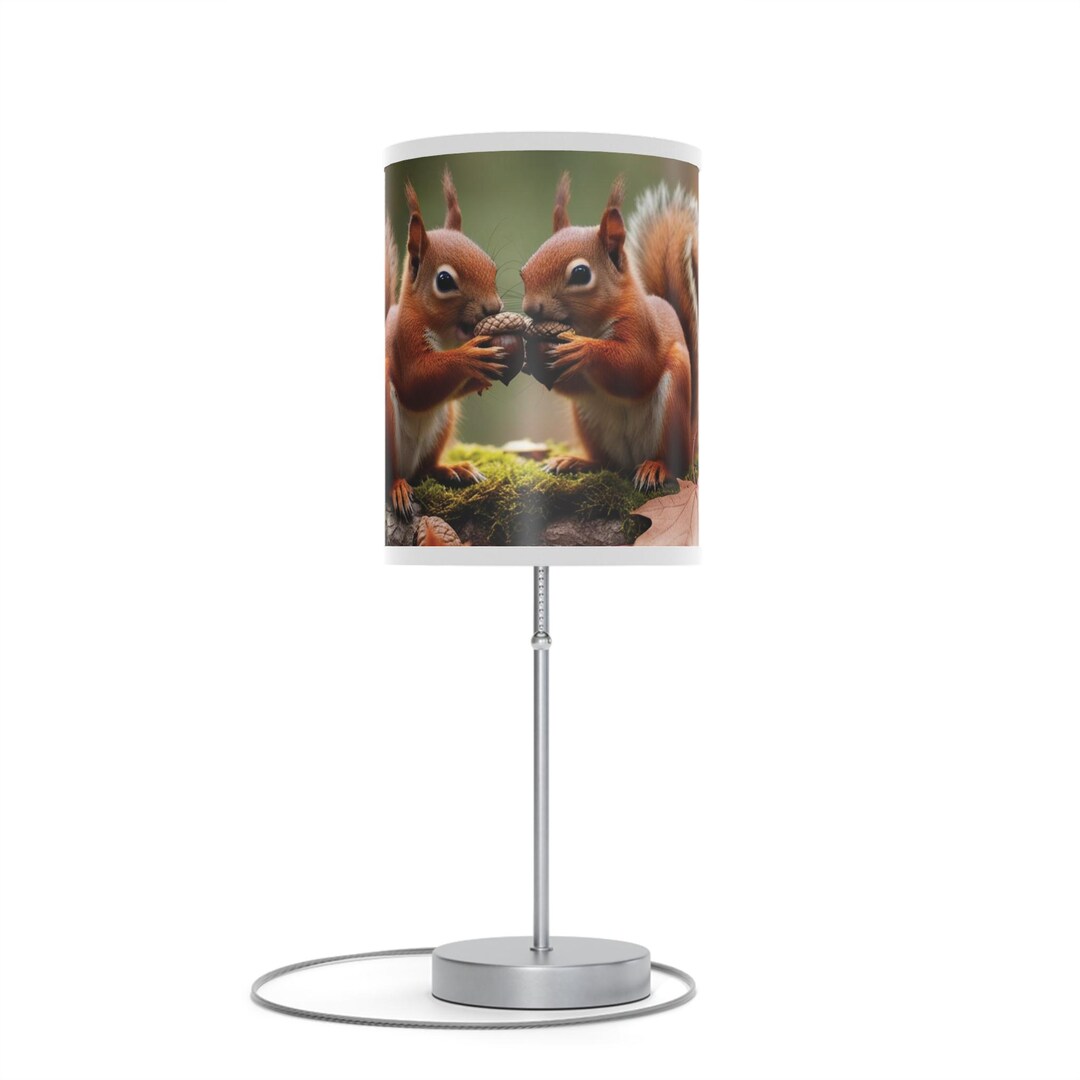 Nature-themed Red Squirrels Table Lamp, Squirrel Decor, Cozy Home ...