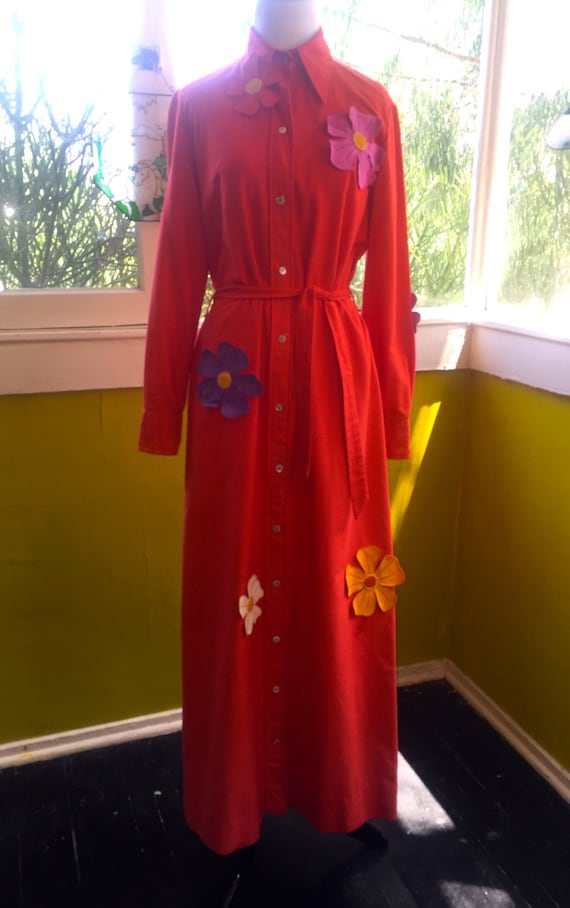 1960s Flower Power Meets Edwardian Maxi Dress - Gem