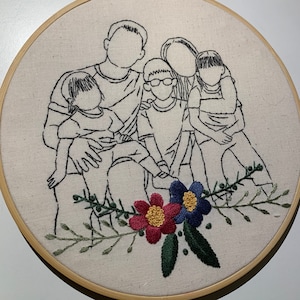 Family Portrait Embroidery/handmade/hand Embroidery/ Picture Embroidery ...