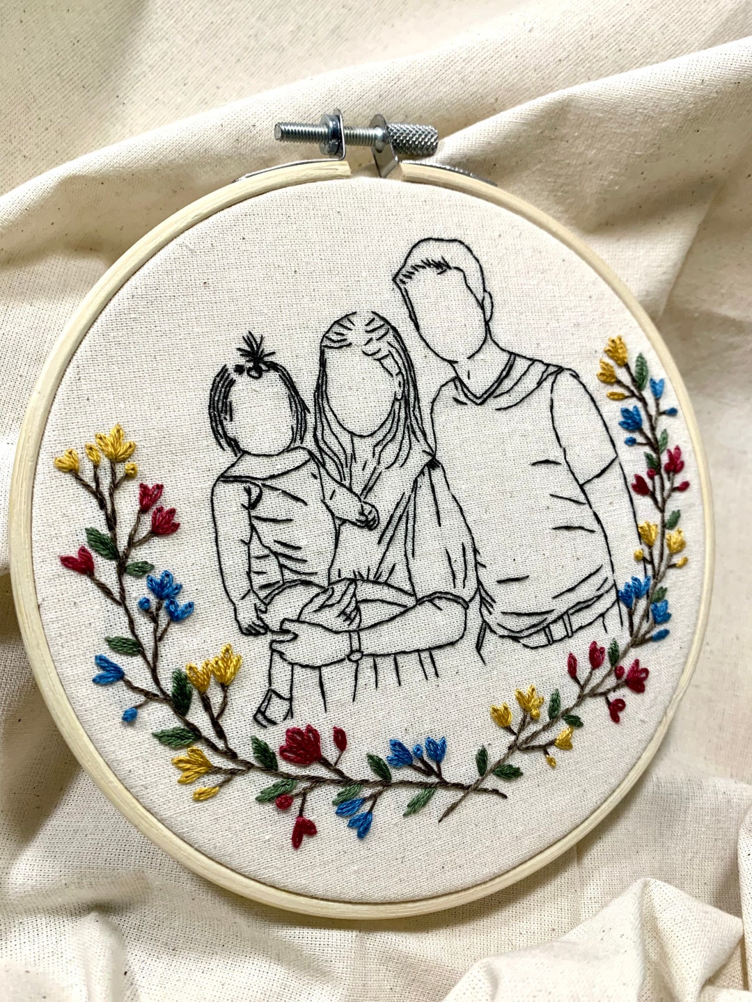 Family Portrait Embroidery/handmade/hand Embroidery/ Picture - Etsy