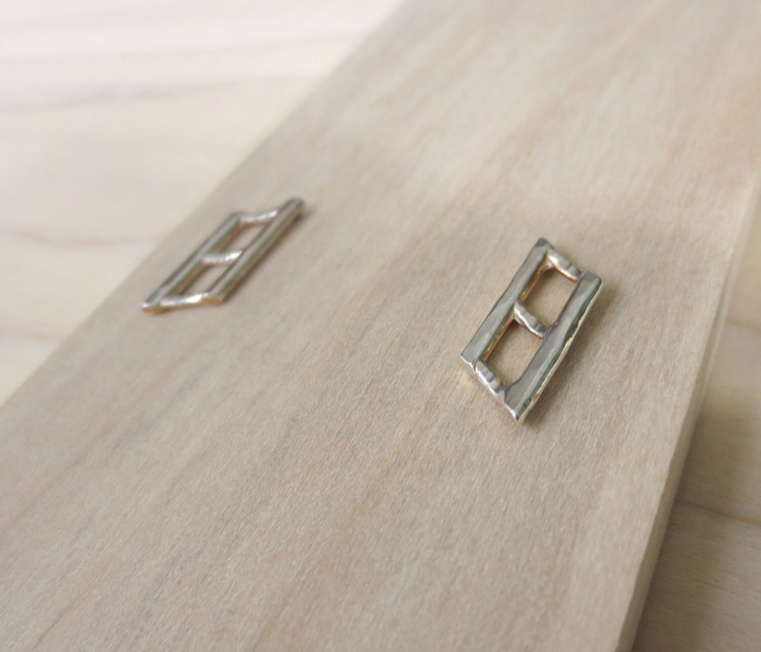 Silver Double Ladder Stud Earrings Handmade Silver Earrings - Etsy