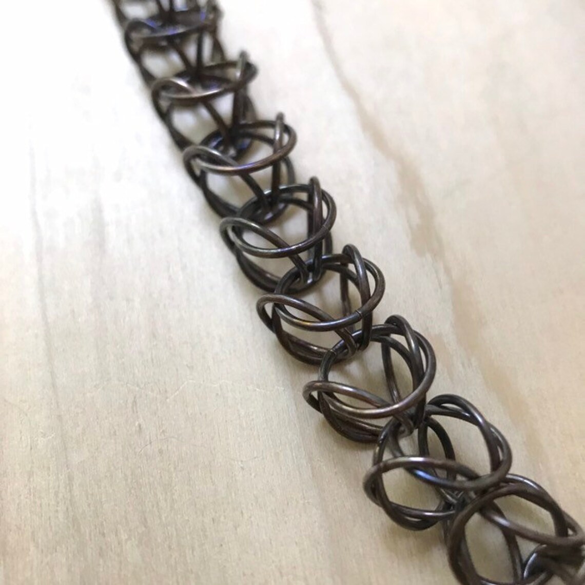 Black Copper Chain Mail Necklace, Box Chain Necklace, Copper Chunky ...