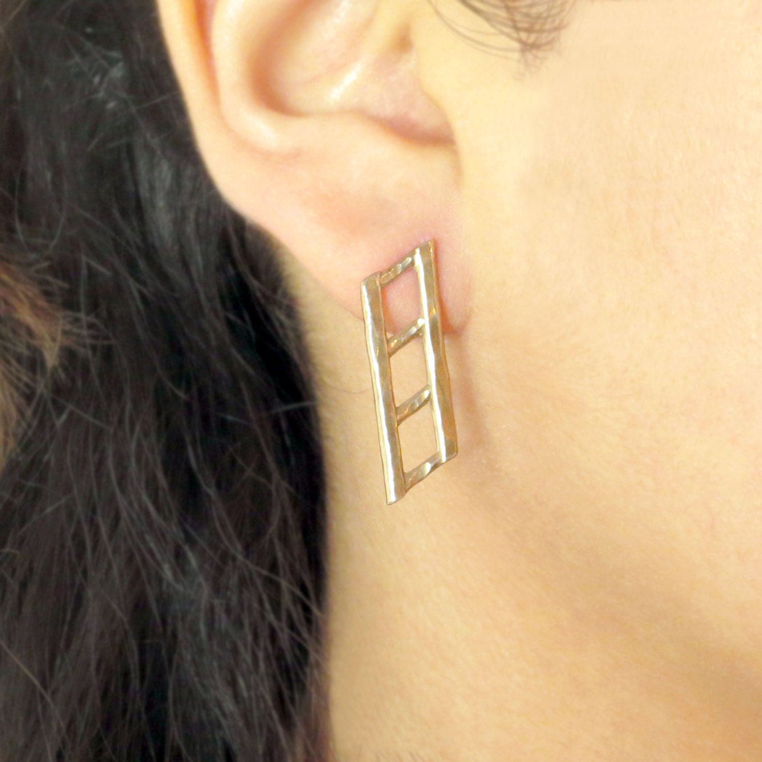 Bronze Triple Ladder Stud Earrings-gold Tone Geometric - Etsy