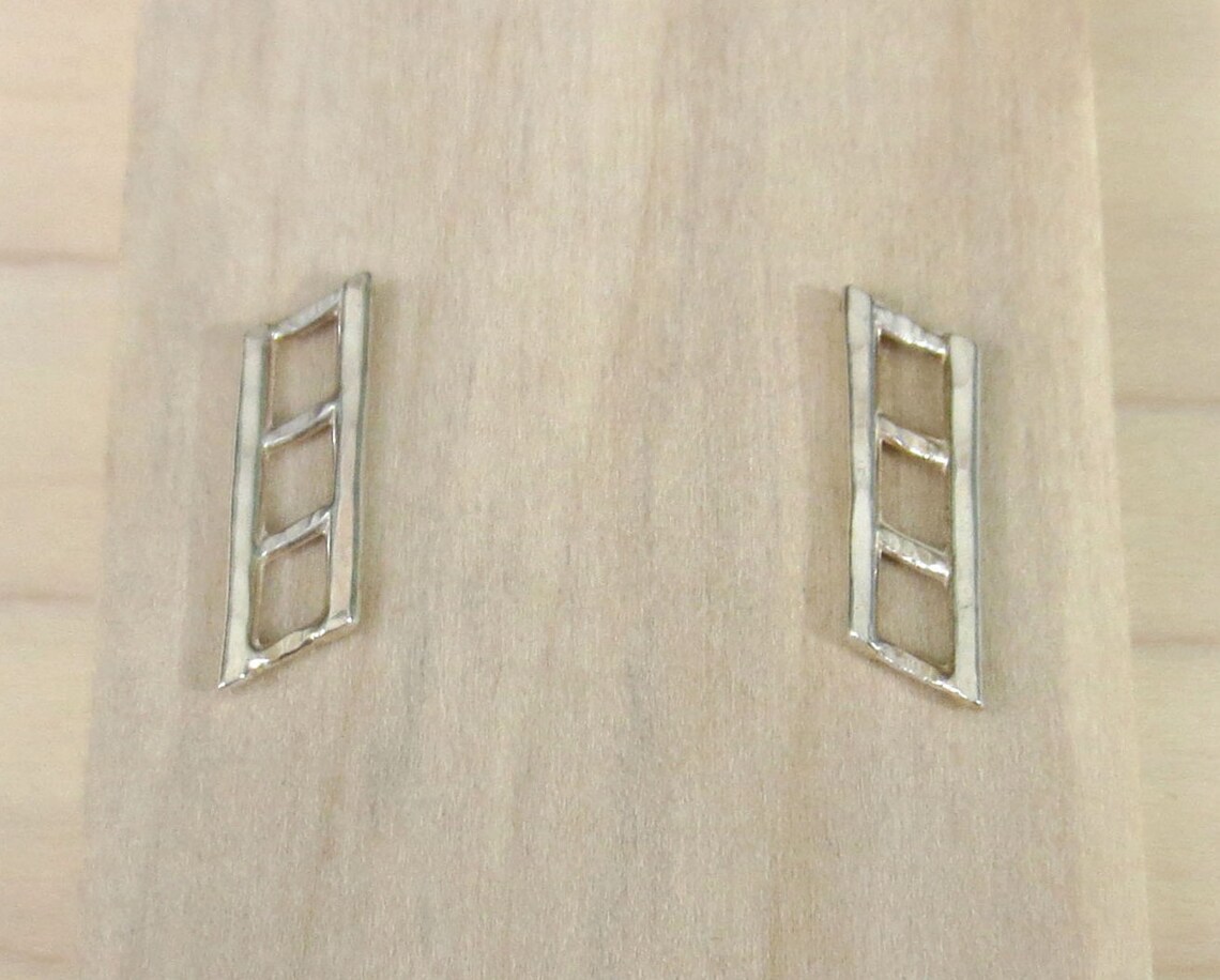 Silver Triple Ladder Stud Earrings Handmade Silver Earrings Everyday ...