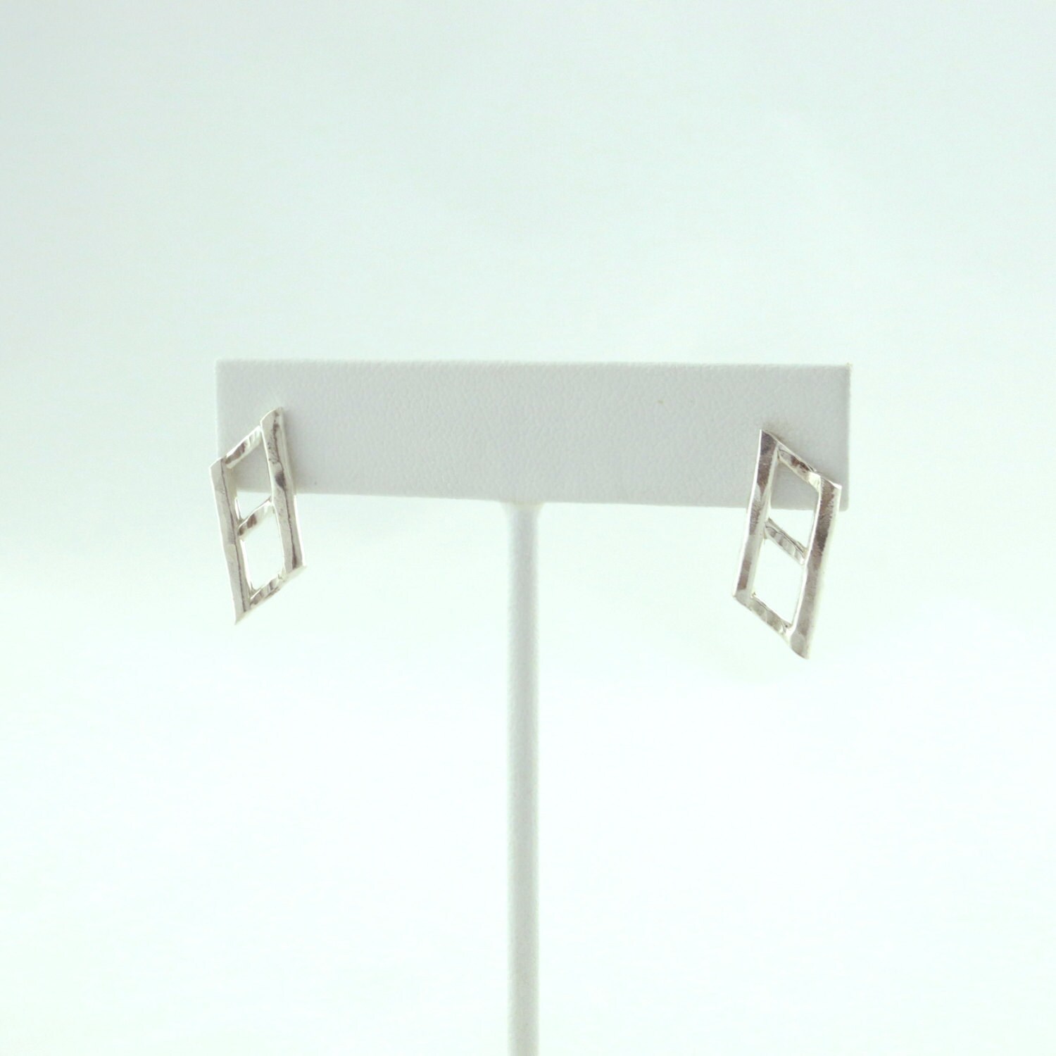 Silver Double Ladder Stud Earrings Handmade Silver Earrings - Etsy