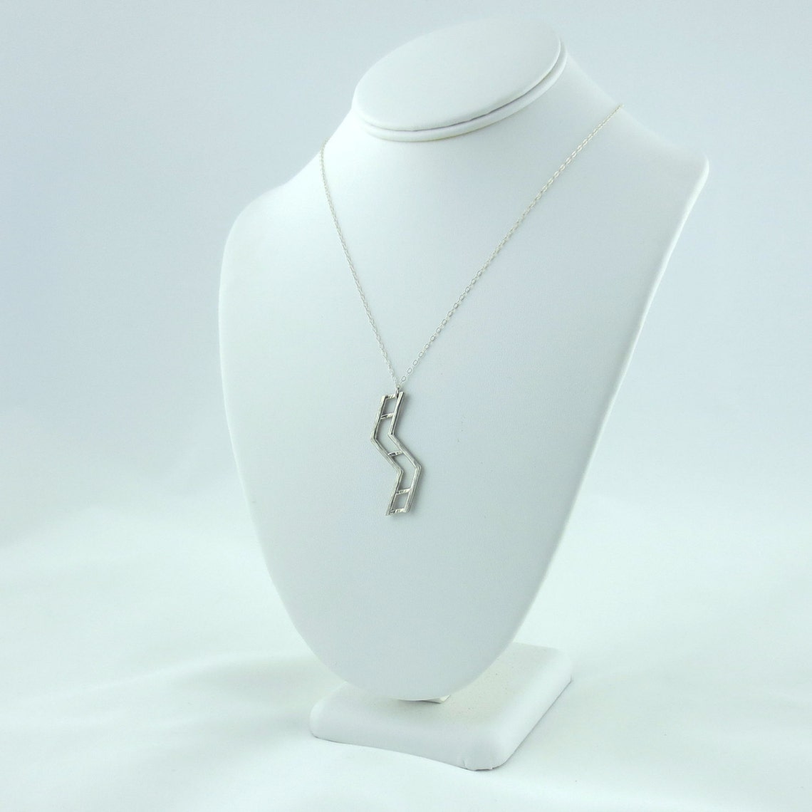 Silver Small Zig Zag Necklace Silver Chevron Handmade - Etsy