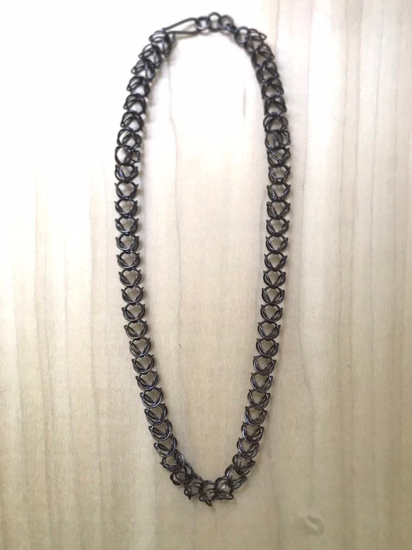 Black Copper Chain Mail Necklace, Box Chain Necklace, Copper Chunky ...