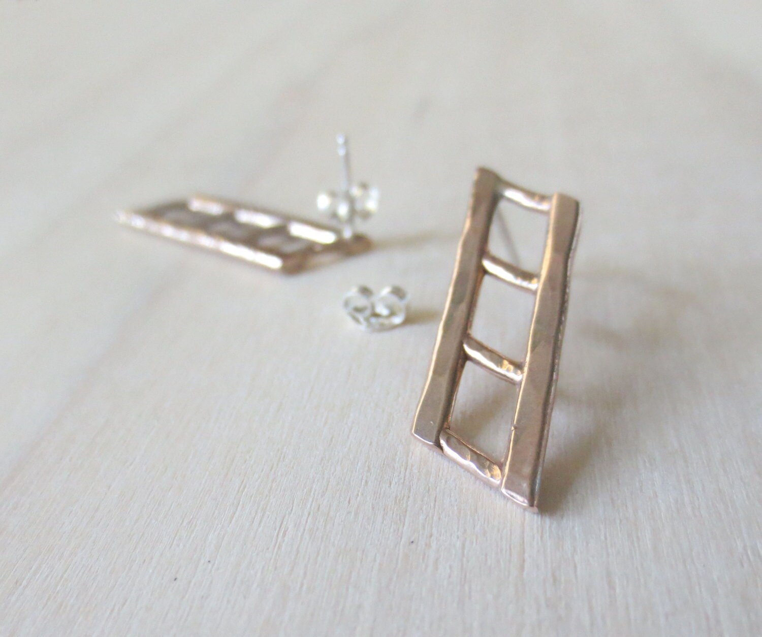 Bronze Triple Ladder Stud Earrings-gold Tone Geometric - Etsy