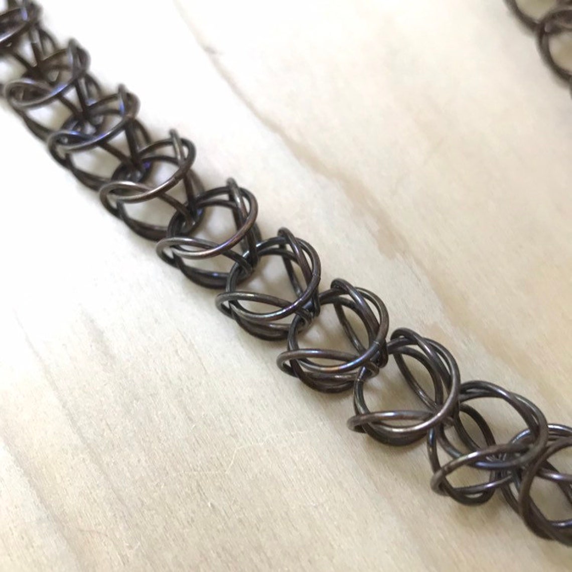 Black Copper Chain Mail Necklace, Box Chain Necklace, Copper Chunky ...