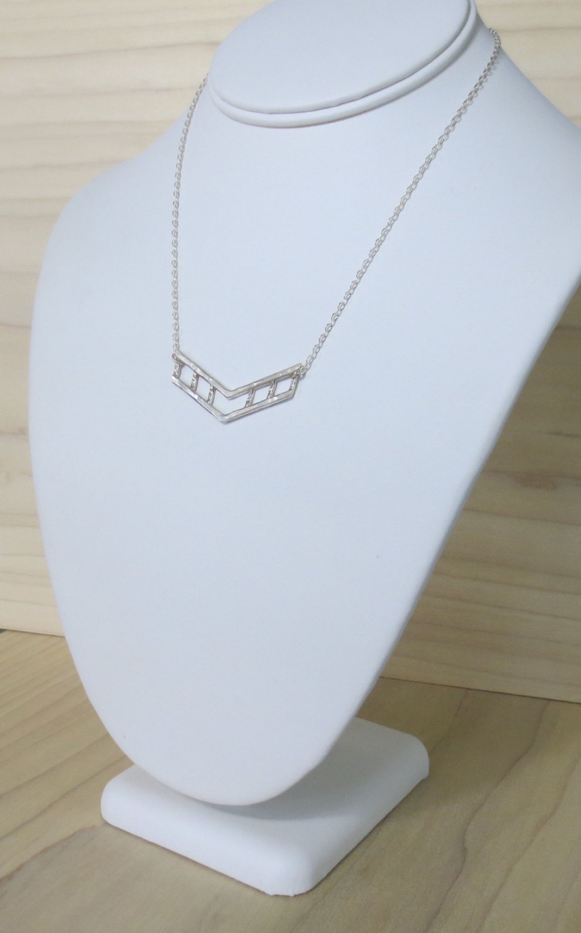 Silver Chevron Necklace-medium Silver Jewelry Handmade - Etsy