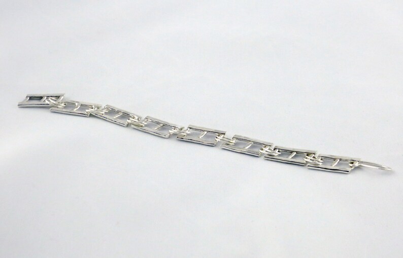 Double Ladder Link Bracelet- Handmade Silver Chain Bracelet- Hammer ...