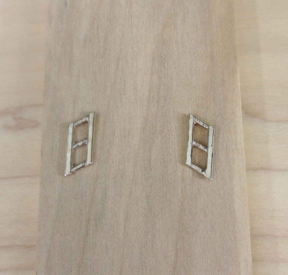 Silver Double Ladder Stud Earrings Handmade Silver Earrings - Etsy