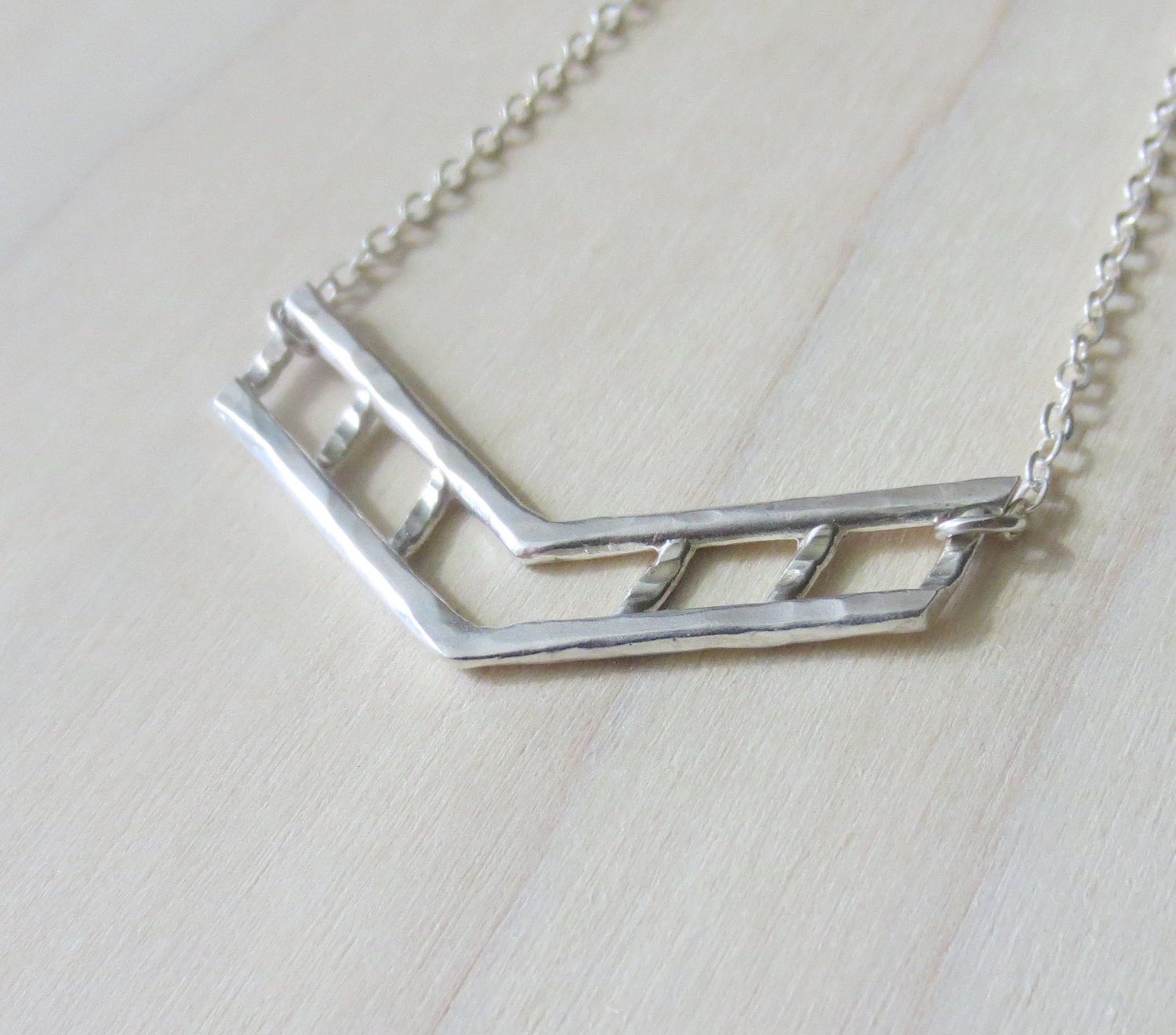 Silver Chevron Necklace-medium Silver Jewelry Handmade - Etsy