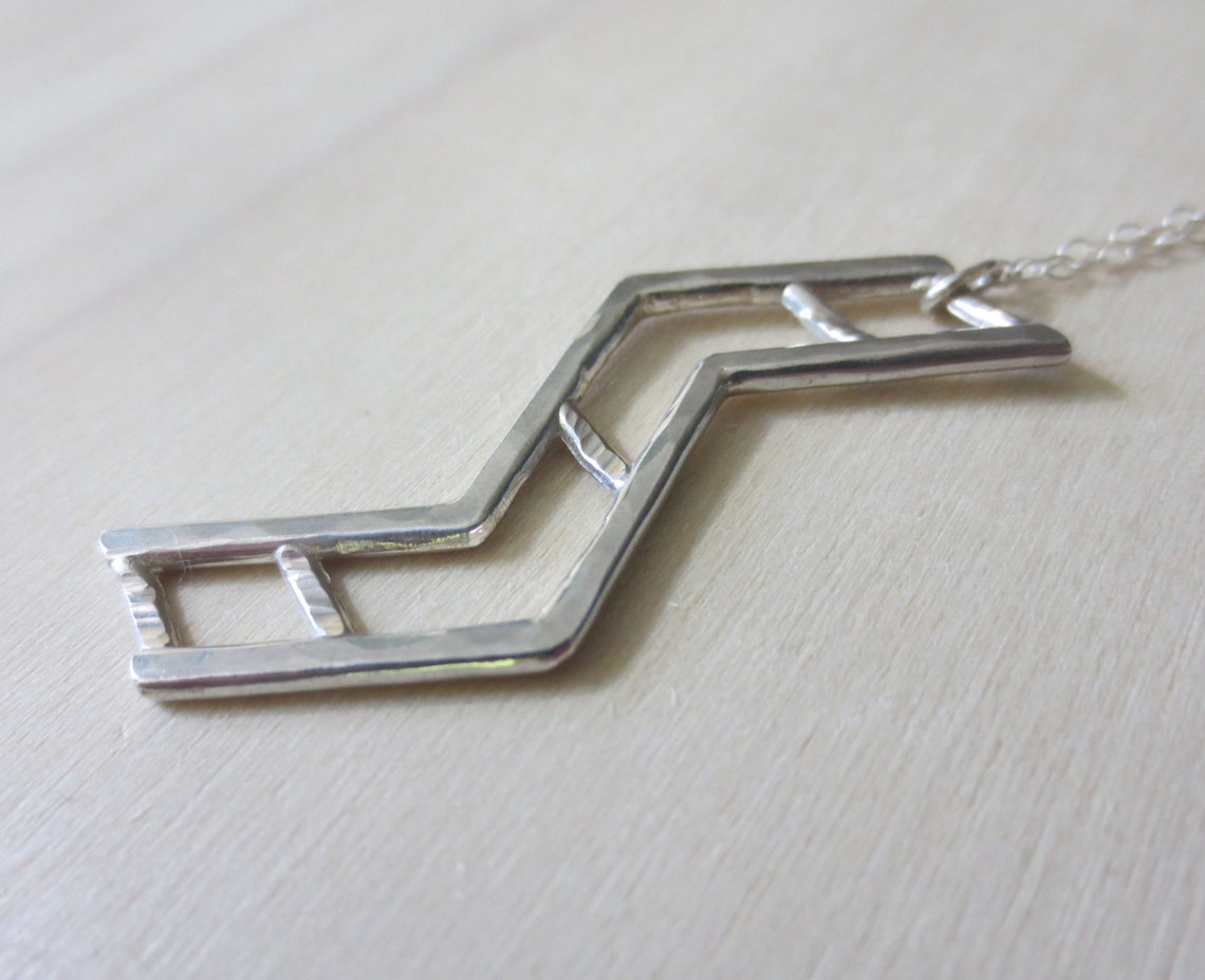 Silver Small Zig Zag Necklace, Silver Chevron, Handmade Chevron ...