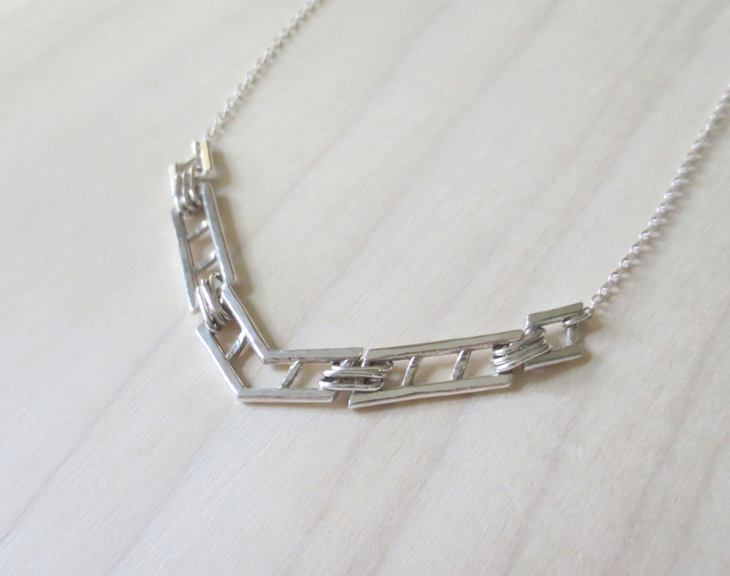 Chevron Link Necklace Silver Handmade Chevron Necklace - Etsy Denmark