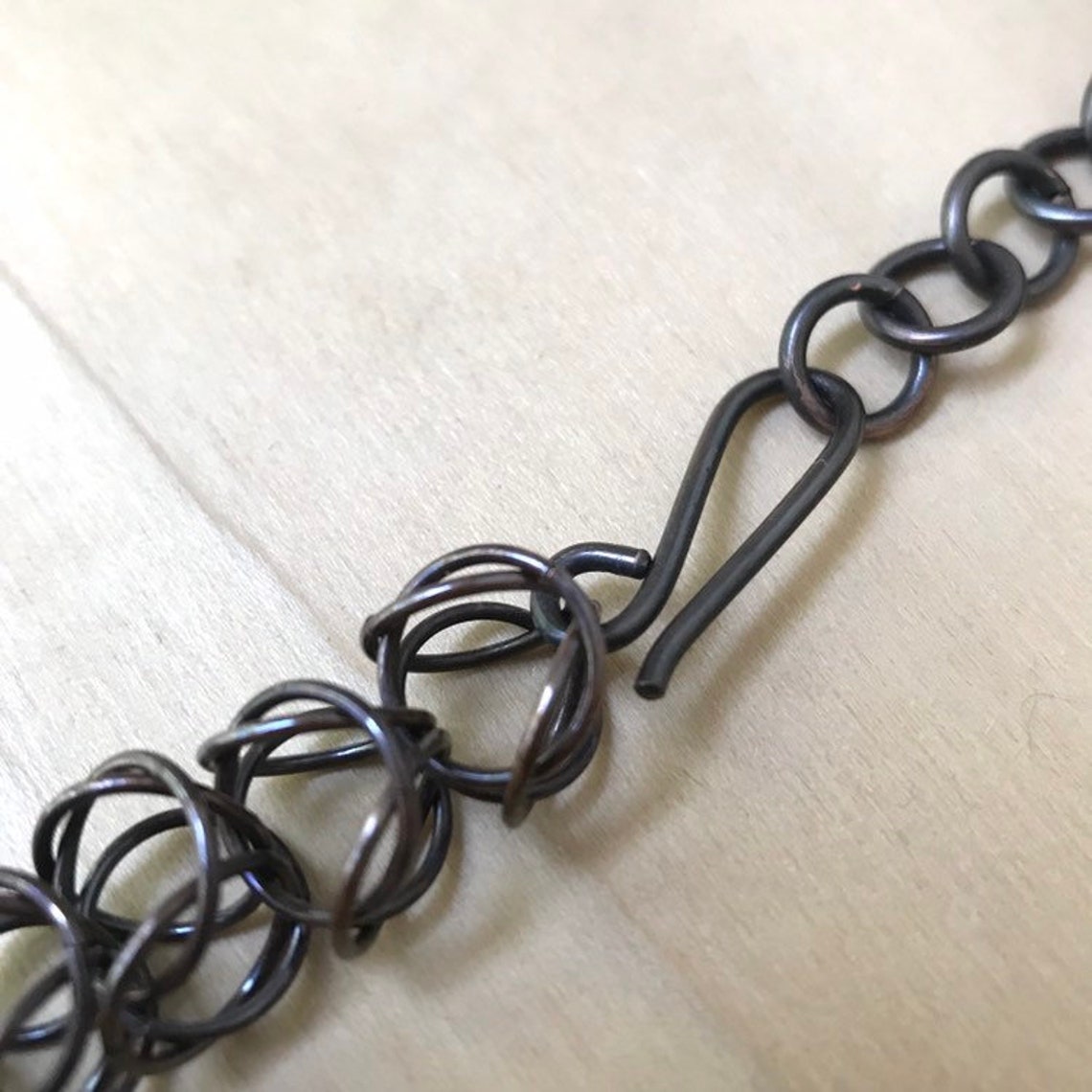 Black Copper Chain Mail Necklace, Box Chain Necklace, Copper Chunky ...