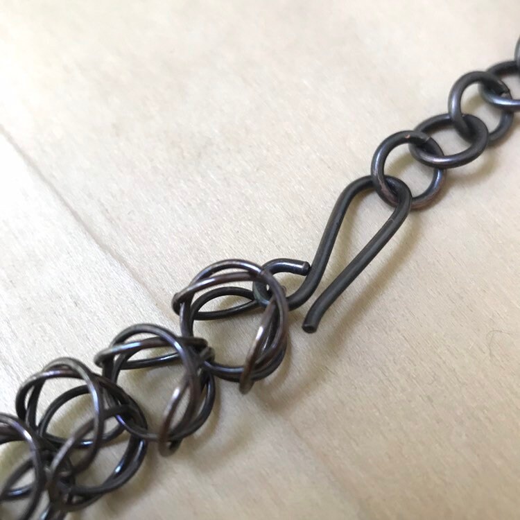 Black Copper Chain Mail Necklace, Box Chain Necklace, Copper Chunky ...