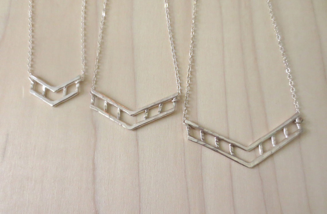 Silver Chevron Necklace-medium Silver Jewelry Handmade - Etsy