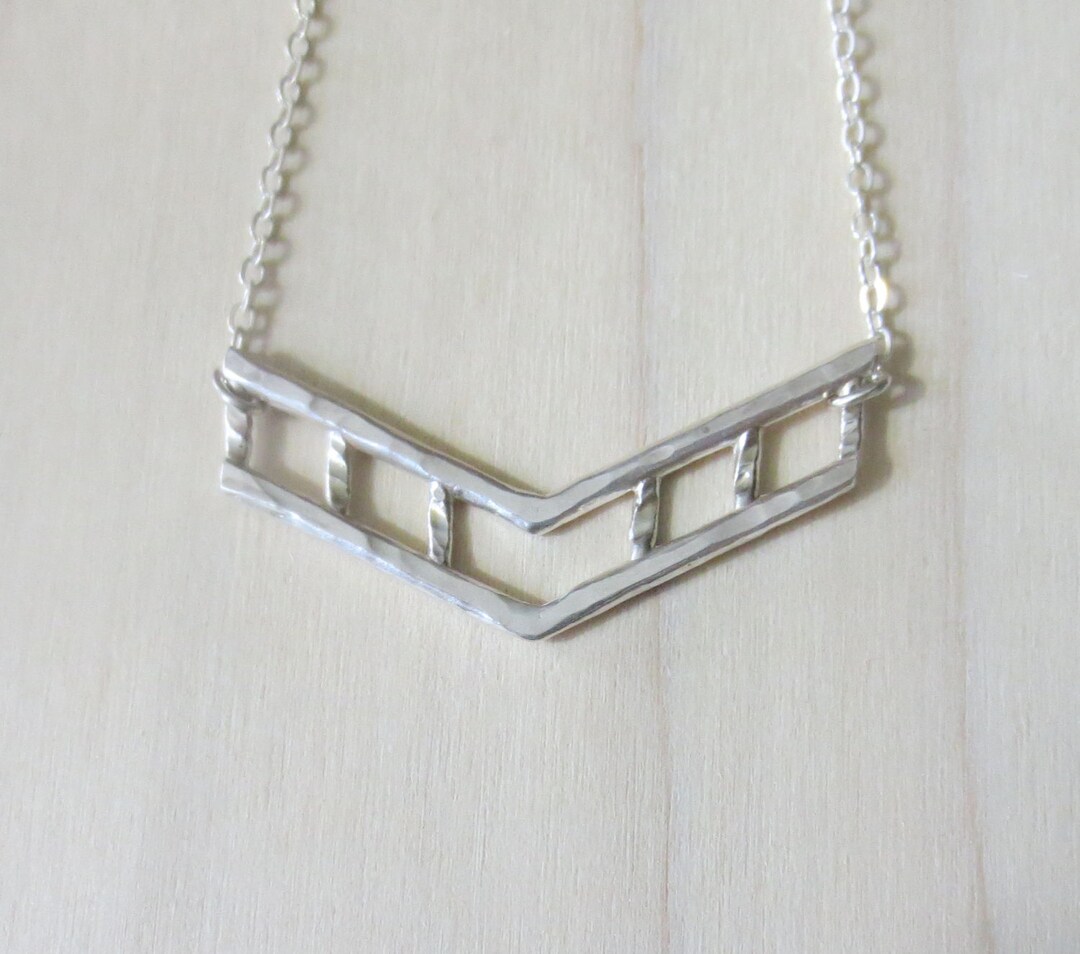 Silver Chevron Necklace-medium- Silver Jewelry- Handmade Necklace ...