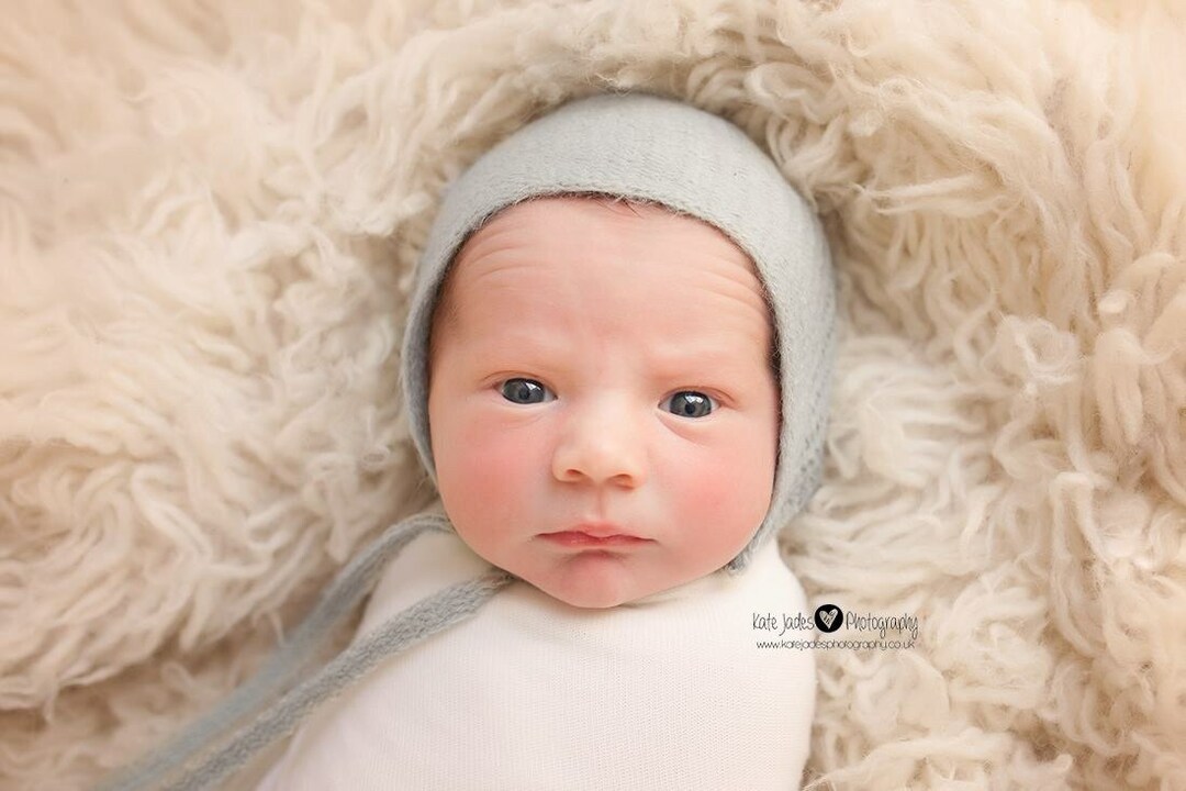 GRAY BABY BONNET, Knit Baby Bonnet, Grey, Newborn, Stretch Knit ...