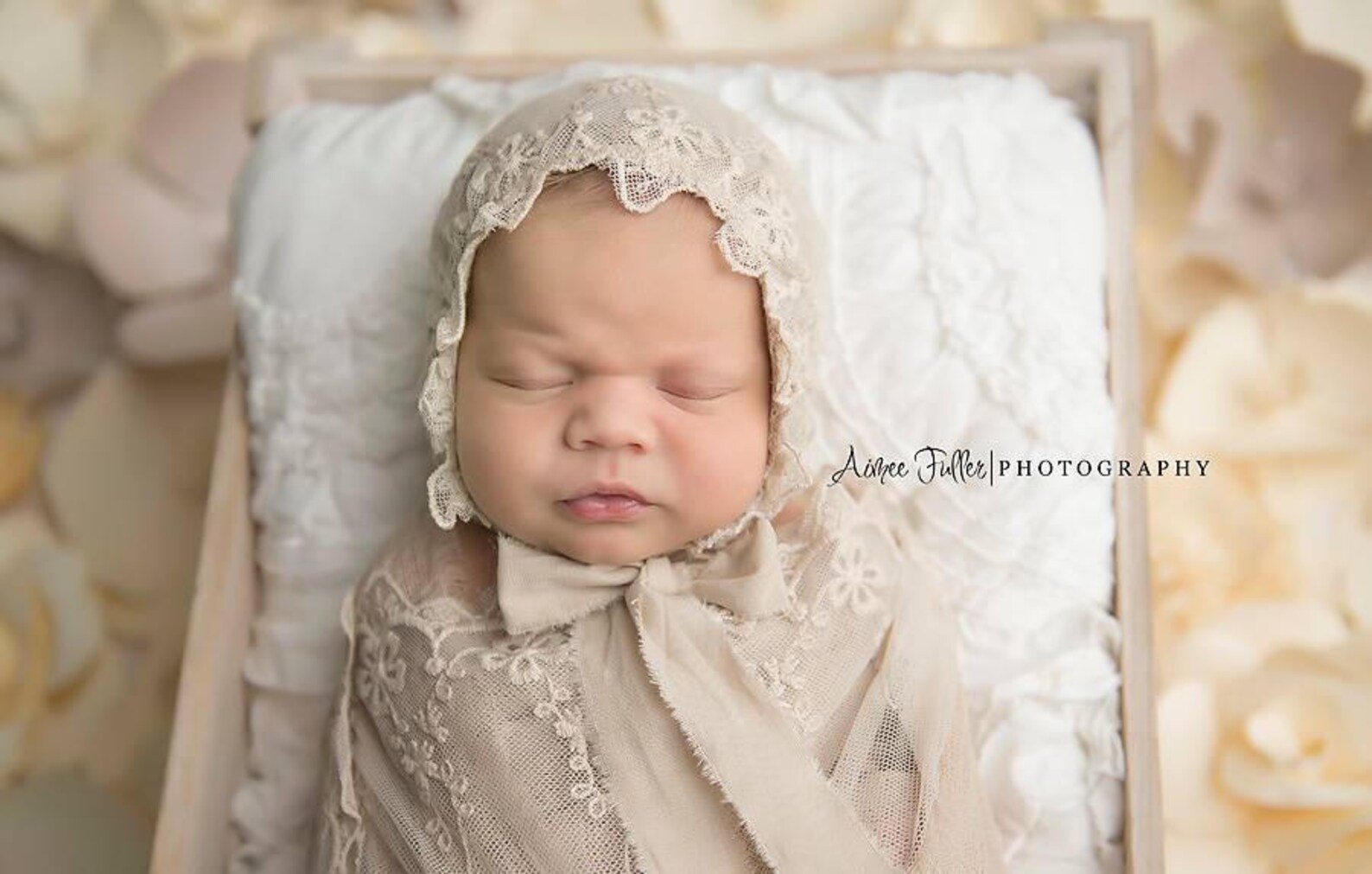 NEWBORN BABY BONNET Taupe Lace Bonnet Vintage Lace Baby - Etsy