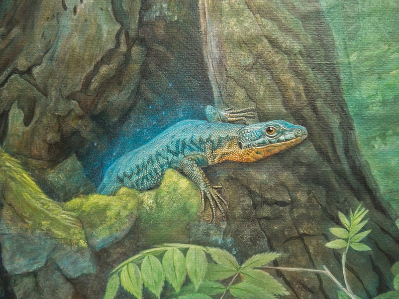 Original Artwork Painting, lizard With Raised Painting, Format Incl ...