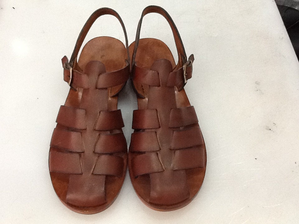 Cacus All Leather Gladiator Flat Sandal Handmade Leather Etsy