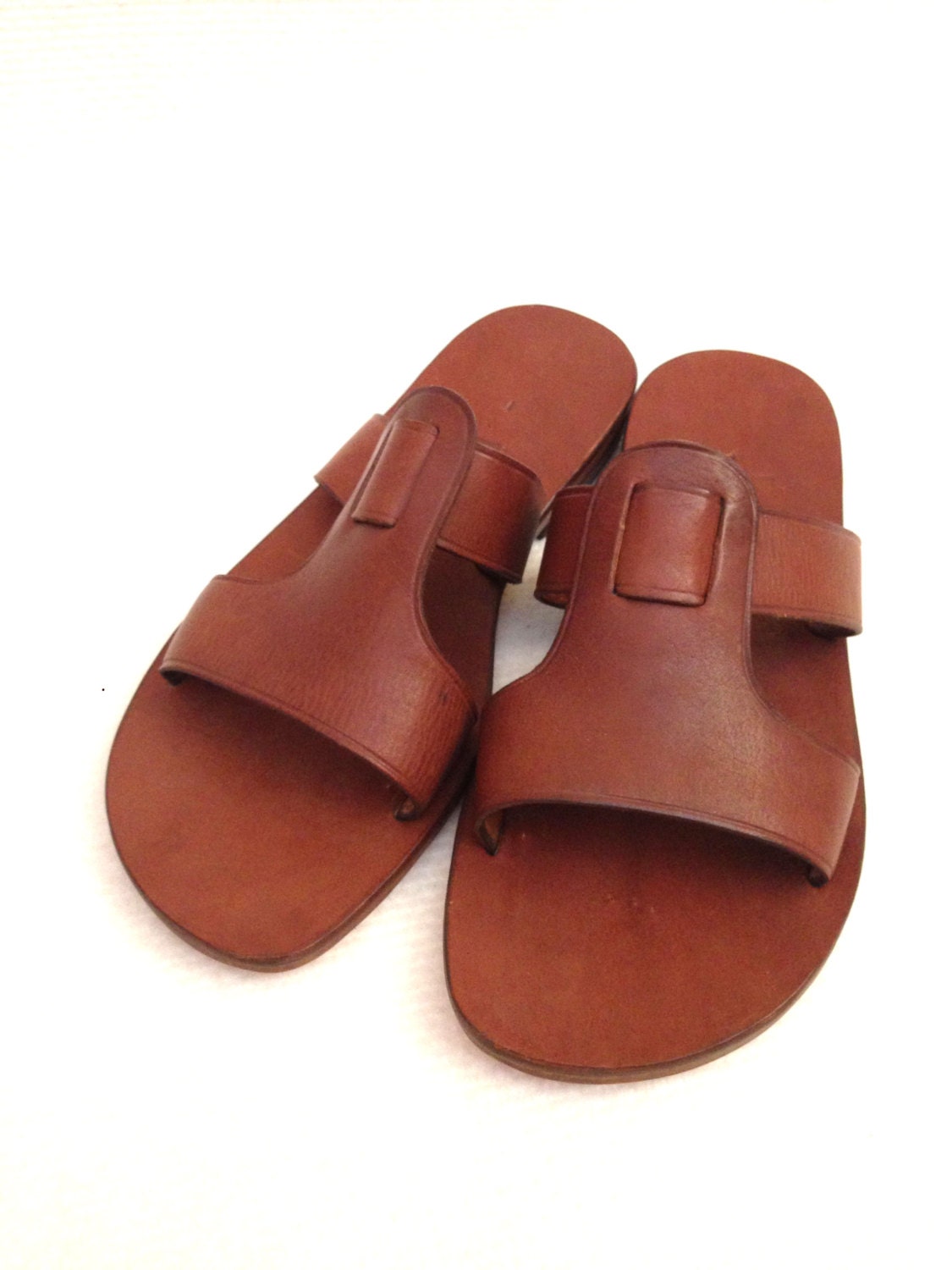 CUBIDO: 2 Straps T Bar Leather Slide Handmade Leather - Etsy