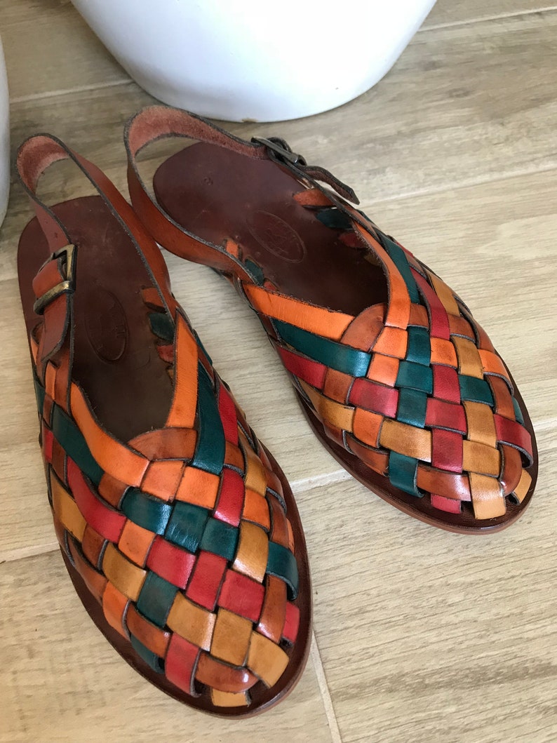 Colored Leather Sandals Leather Sandals Unisex Woven Leather | Etsy