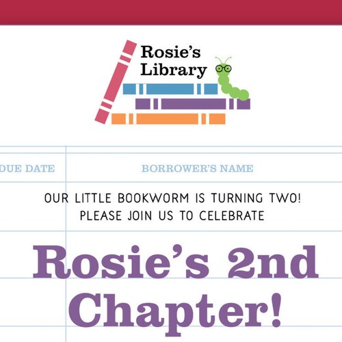 Printable Library Invitation Book Themed Party Invitation - Etsy