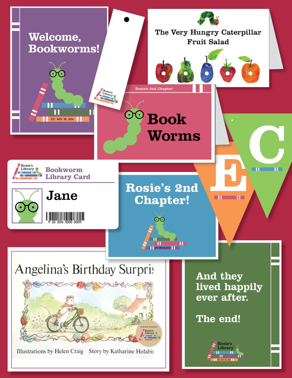Girls Bookworm Library-themed Birthday - Printable - Etsy