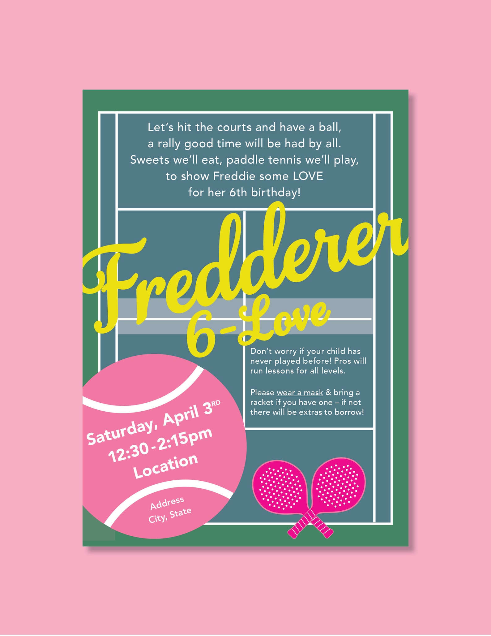 Girls Tennis / Paddle Tennis Themed Birthday Invitation - Etsy