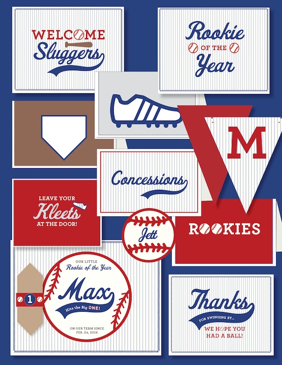 Boys Baseball Themed Birthday Printable rookie of the | Etsy