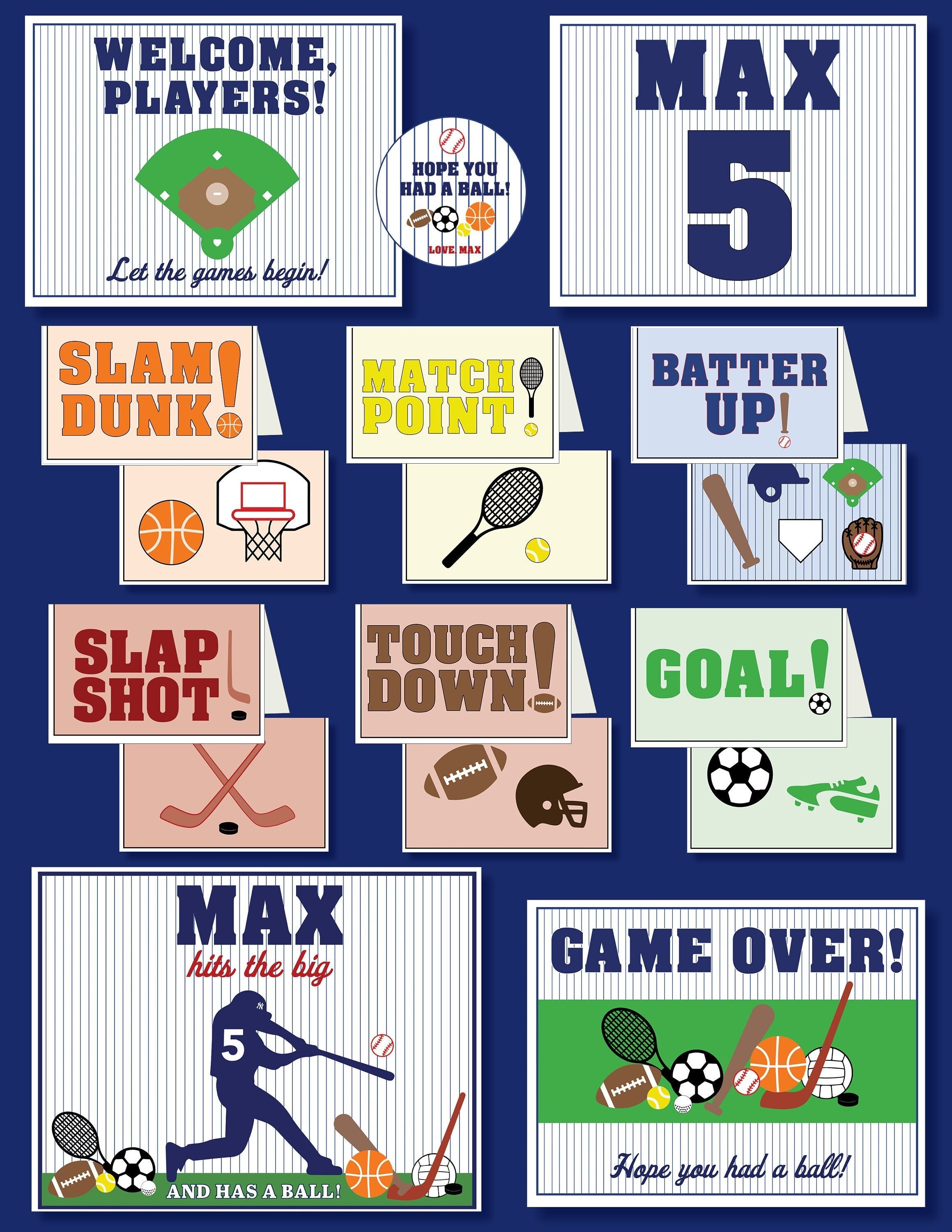 Sports Themed Birthday - Printable ( Baseball / Basketball / Soccer ...