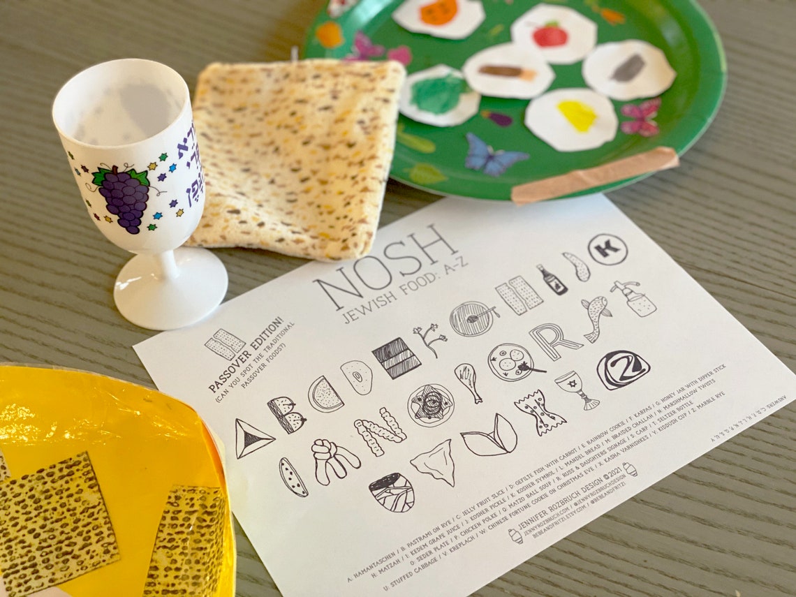 NOSH: Jewish Food Alphabet - Kid's Coloring Placemat - Passover Edition ...