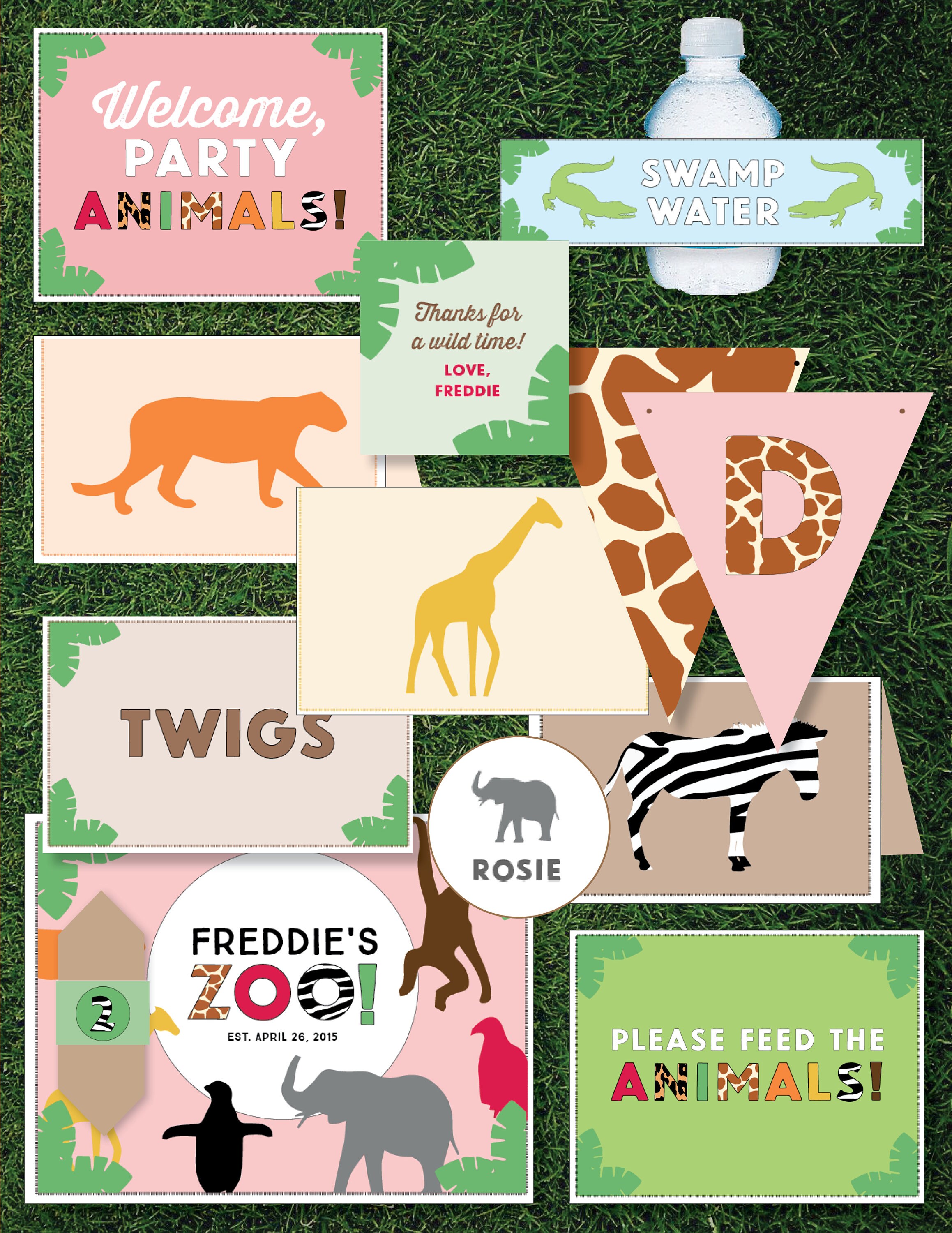 Girls Zoo Themed Birthday Printable animals / Safari / - Etsy