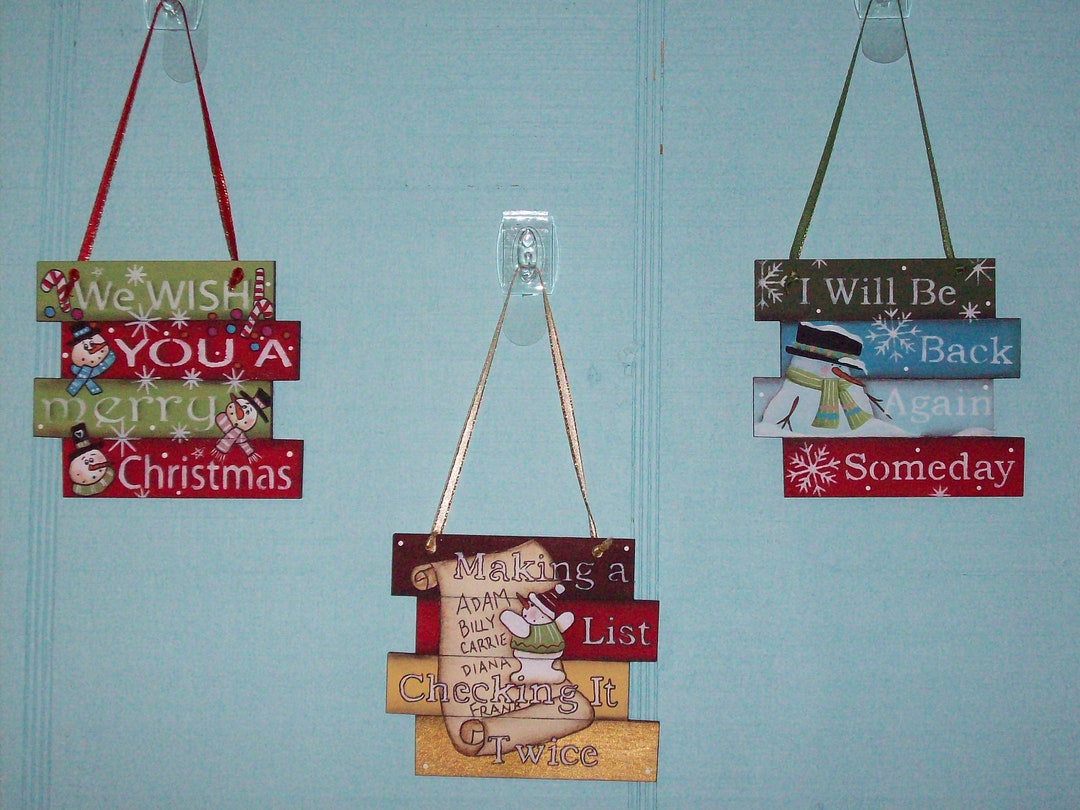 Holiday Stacked Sign Ornaments - Etsy