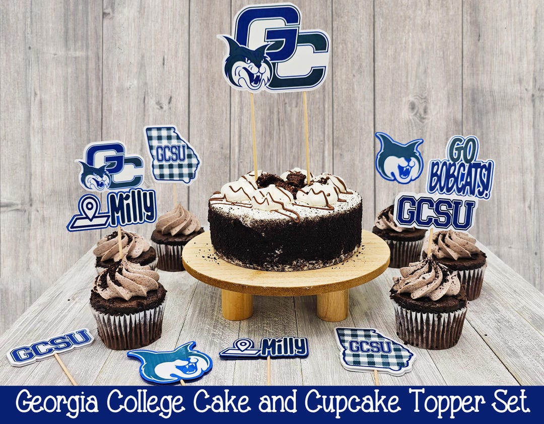 Georgia College Cake and Cupcake Topper Set, Dozen Cupcake Toppers ...