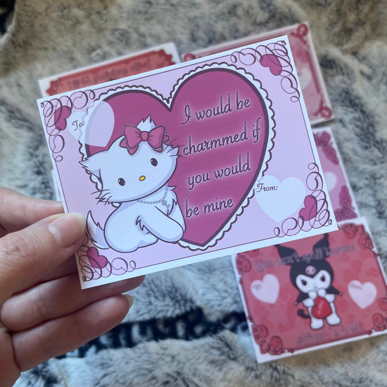 Set of 6 4x3" Kitty Hello Valentine's Day Valentines Card | Hearts Cats ...