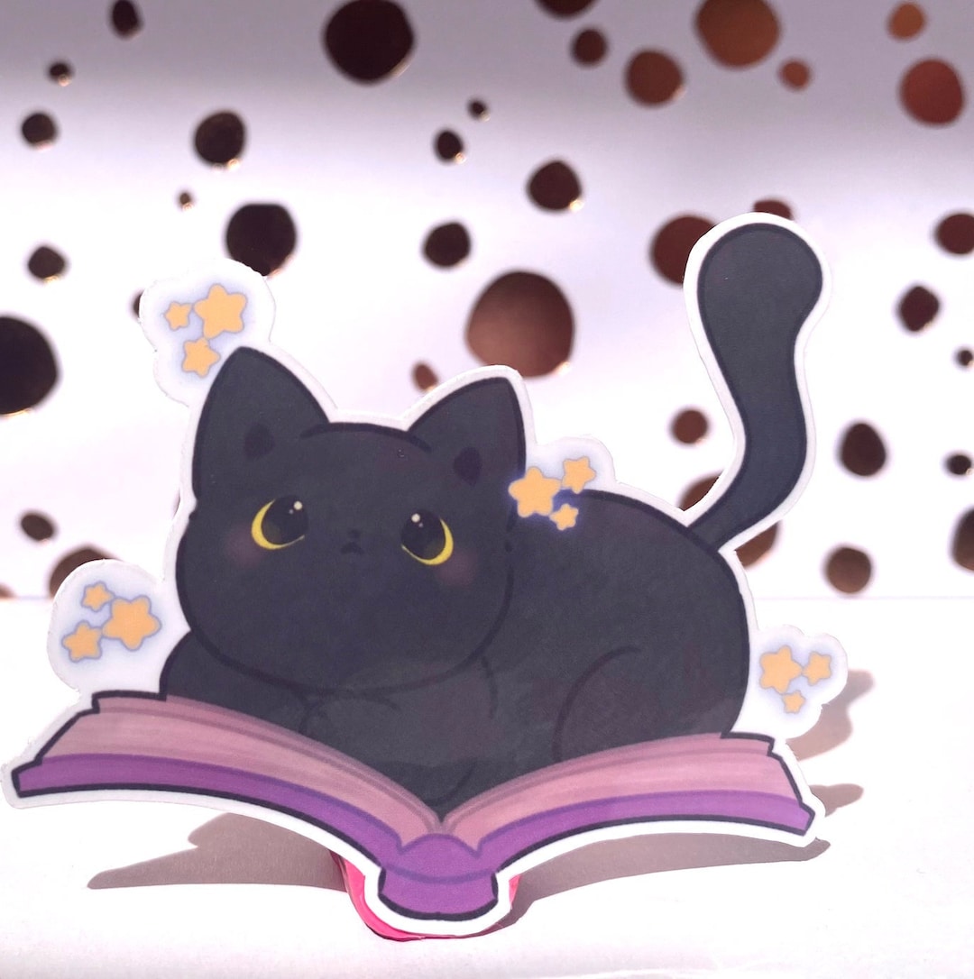 Spell Book Kitty Die Cut Sticker, Water Resistant Vinyl Stickers - Etsy
