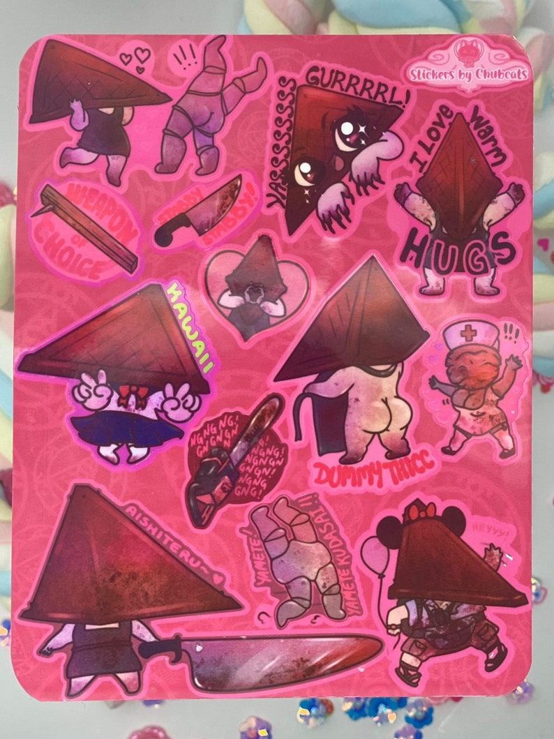 Silent Hill Pyramid Head & Friends Kawaii Sticker Sheet - Waterproof ...