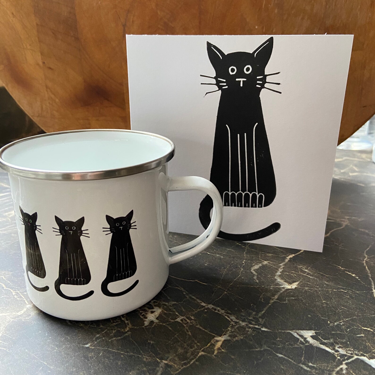 Black Cat Enamel Mug - Etsy