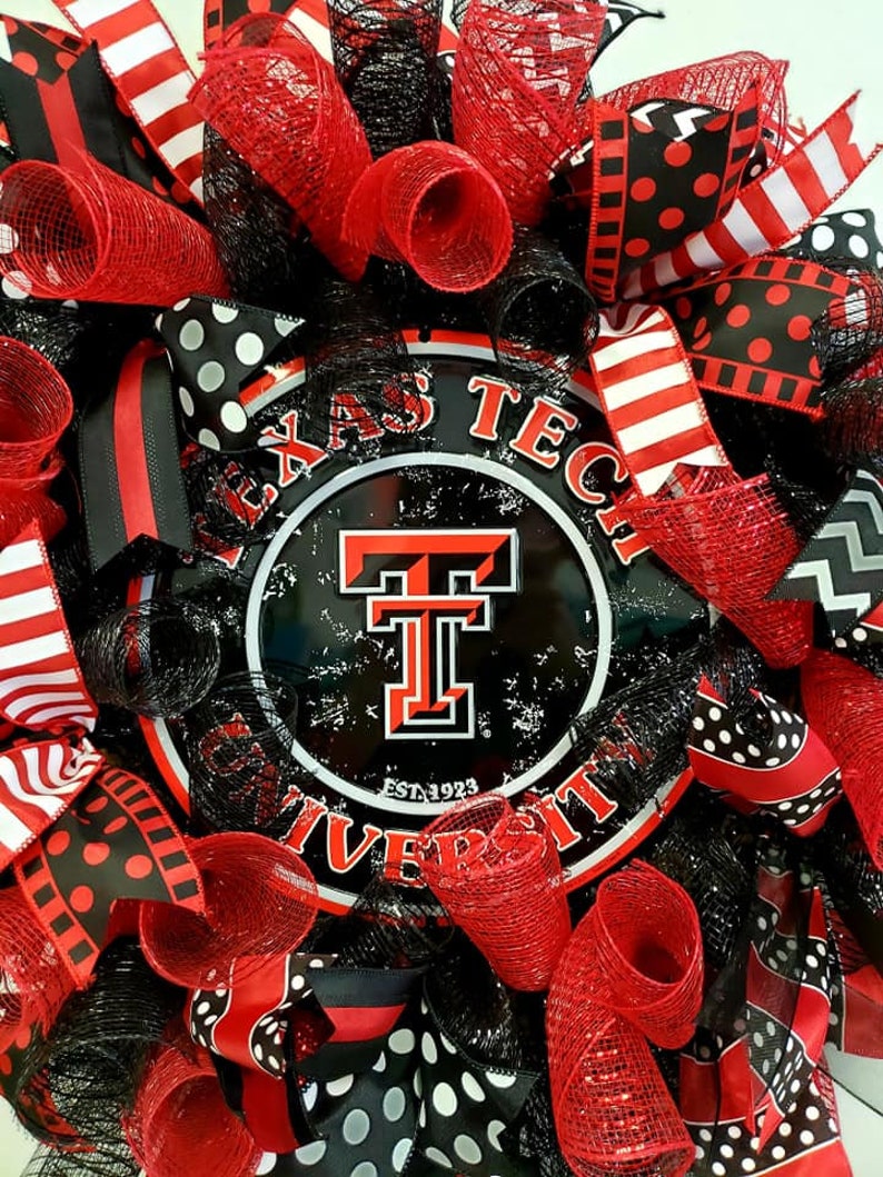 Texas Tech Wreath: Red & Black Deco Mesh, College Sports Decor - Etsy