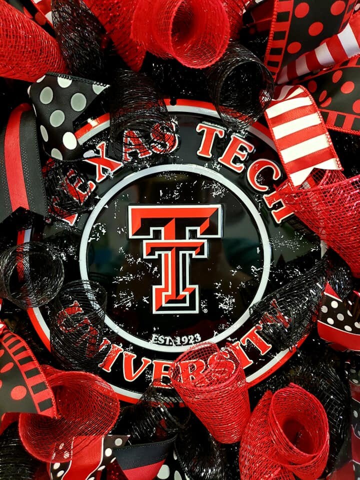Texas Tech Wreath: Red & Black Deco Mesh, College Sports Decor - Etsy