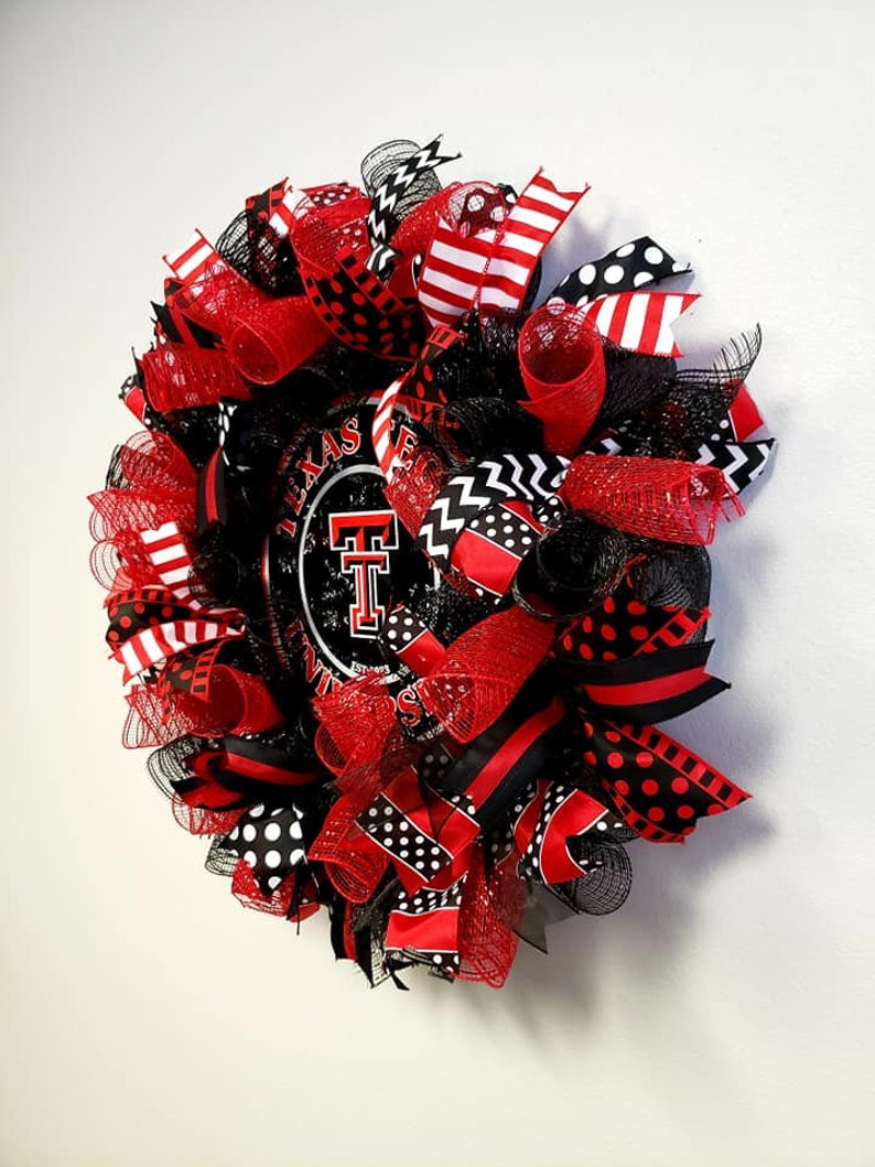 Texas Tech Wreath: Red & Black Deco Mesh, College Sports Decor - Etsy