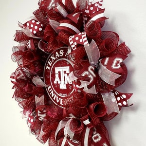 Texas A&M Wreath, Gig Em' Aggies Wreath, College Sport Wreath, Maroon ...